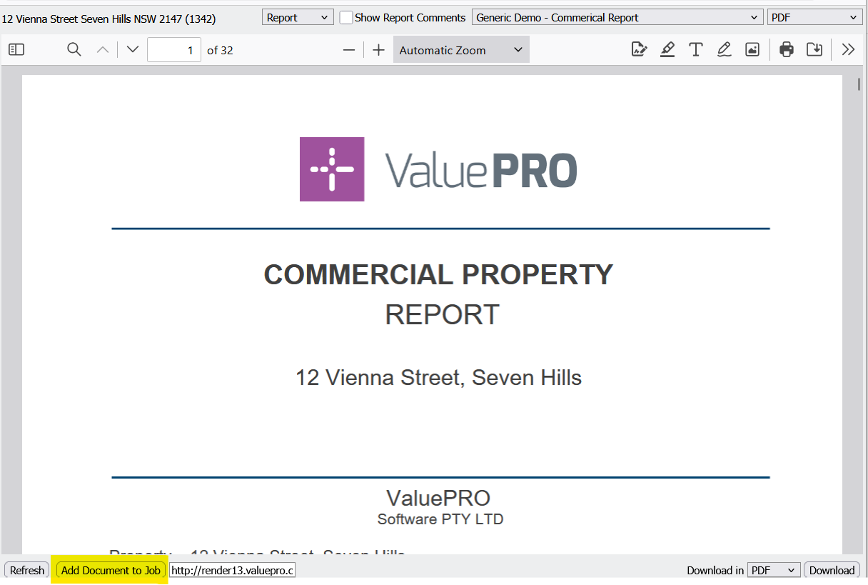 Generating a Report – ValuePRO