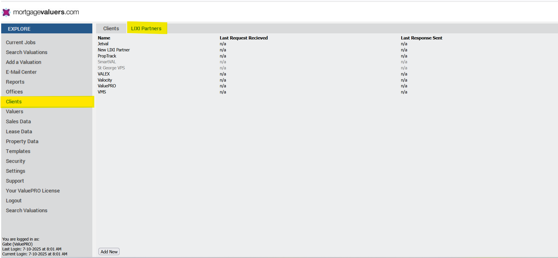Set up a Valuer for a LIXI Partner – ValuePRO