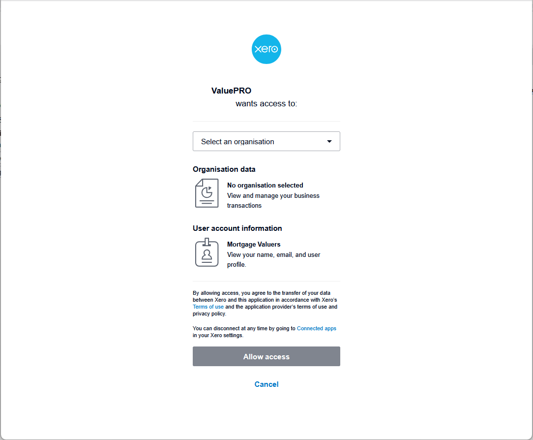 Setup Xero Integration – ValuePRO